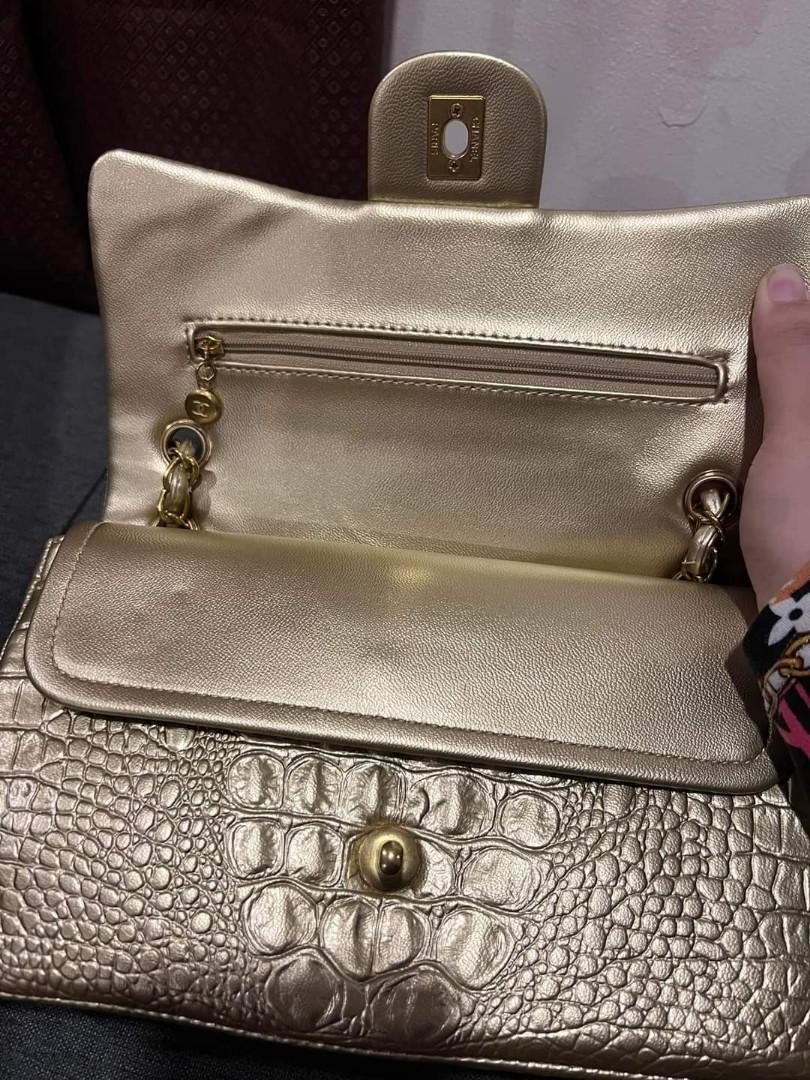 Channel crocs skin leather double flap, Women's Fashion, Bags & Wallets ...