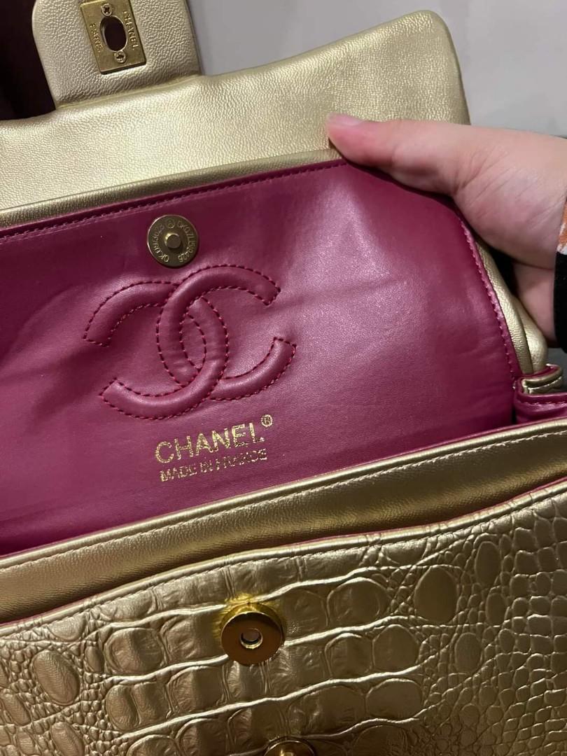 Channel crocs skin leather double flap, Women's Fashion, Bags & Wallets ...