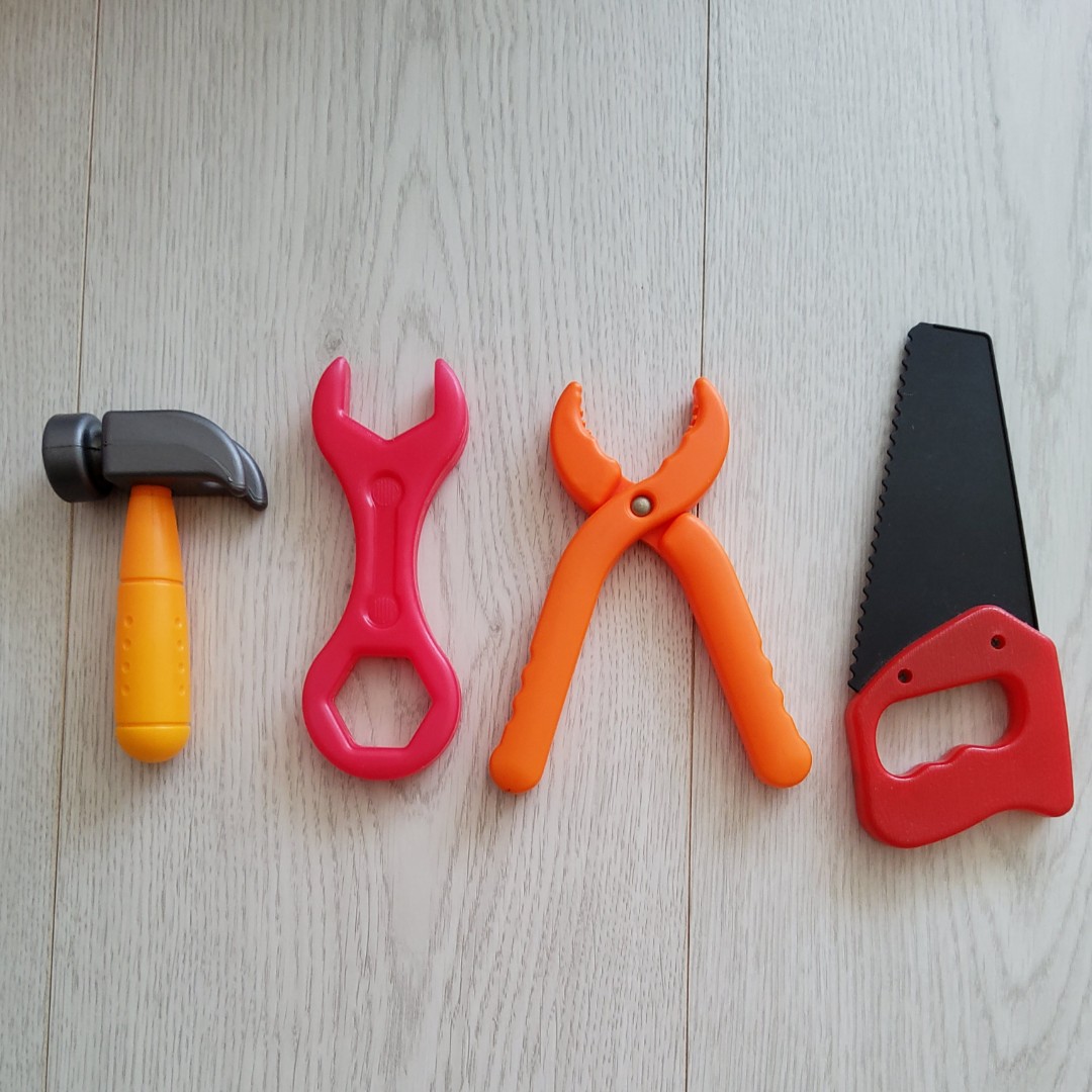 Children Plastic Tools Toy Set - Hammer Spanner Cutter Saw Kids Toys ...