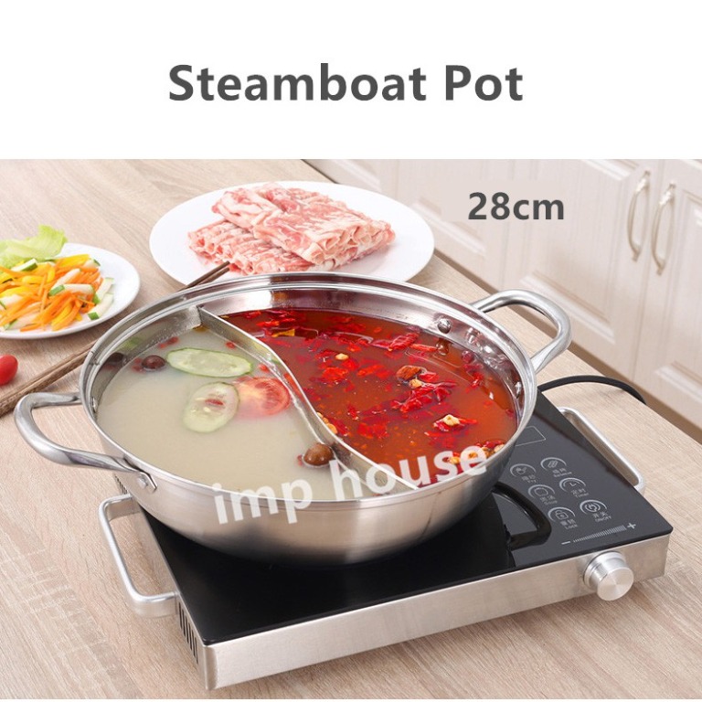 Double/YuanYang Steamboat Pot double pot 28cm, Furniture & Home Living ...