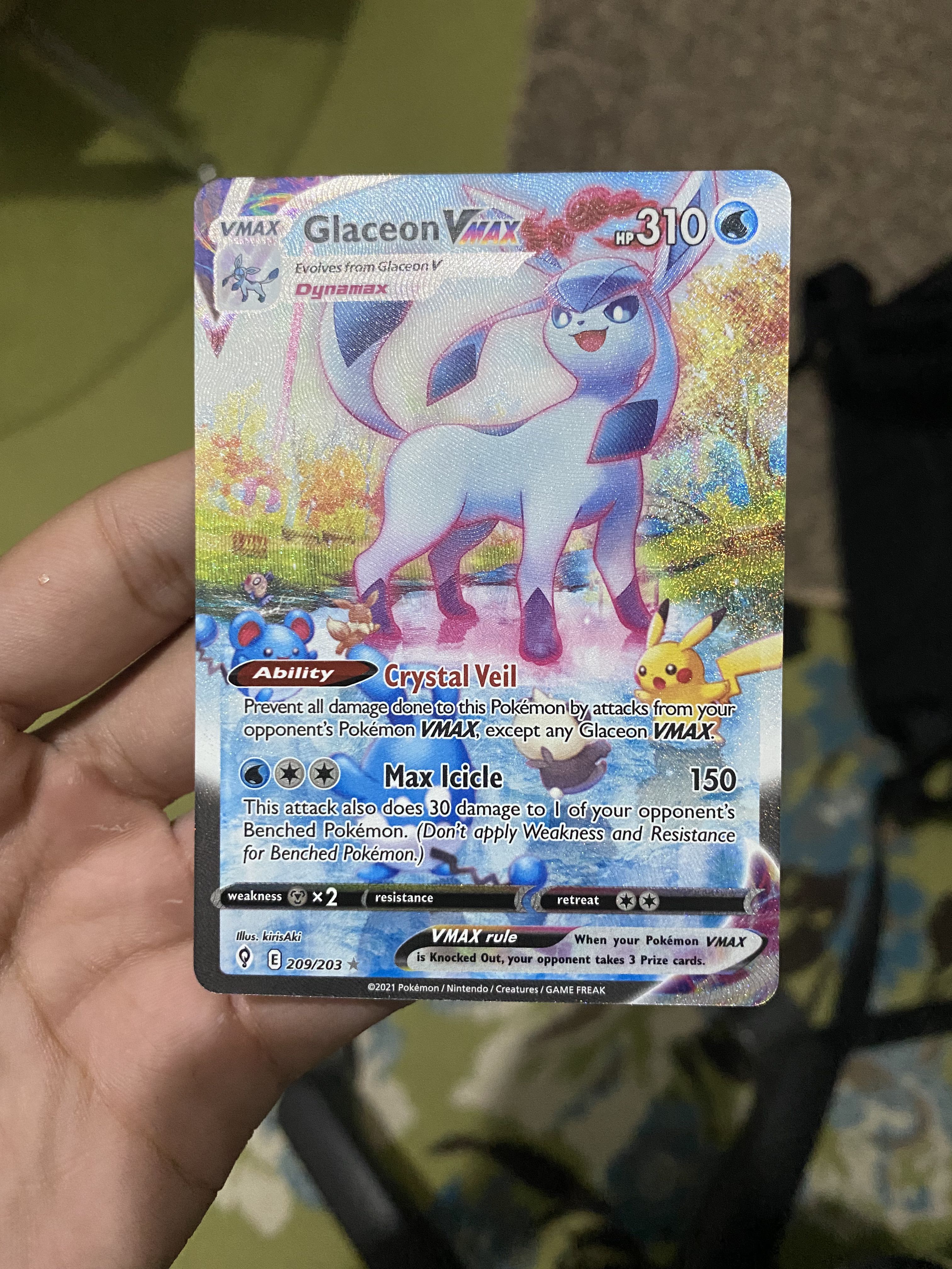 GLACEON VMAX ALTERNATE FULL ART - POKÉMON TCG EVOLVING SKIES, Hobbies ...