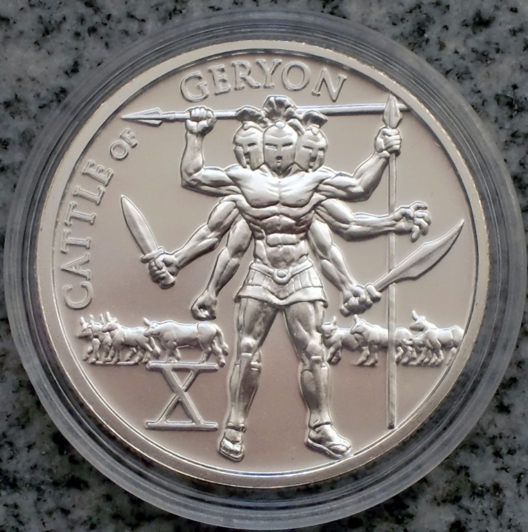 Hercules Tenth Labour - Cattle of Geryon 1 oz Silver Round + Capsule ...