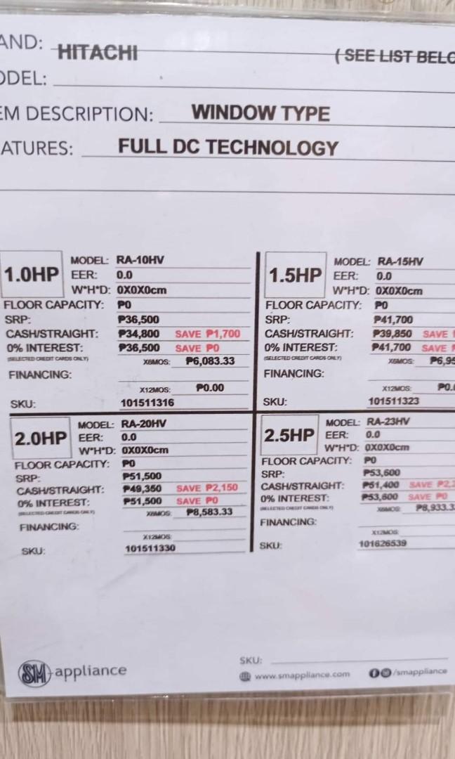 Hitachi 2.3 HP Window Type Inverter AC, TV & Home Appliances, Other ...