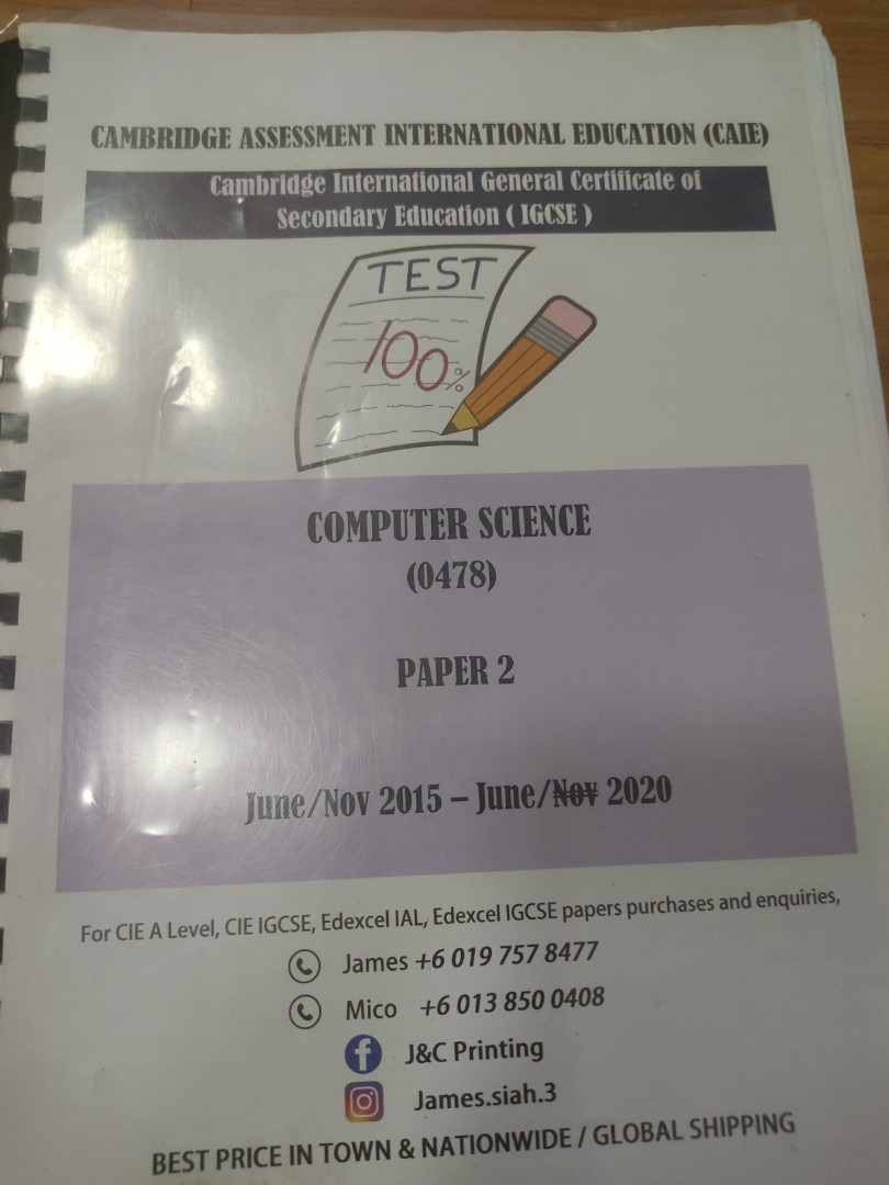 IGCSE computer science past paper book 2015-2020, Hobbies & Toys, Books ... IGCSE computer science past paper book 2015-2020, Hobbies & Toys, Books ...