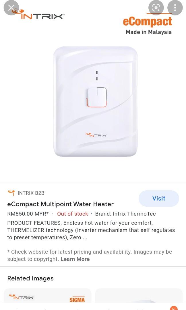 INTRIX WATER HEATER AND SHOWER HEAD, TV & Home Appliances, Water Heater ...