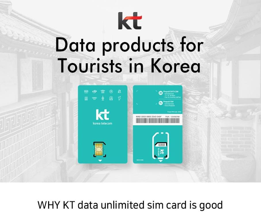 Korean Mobile SIM Card/ KT/ Unlimited Data/ Free Delivery/Korea, Mobile ...