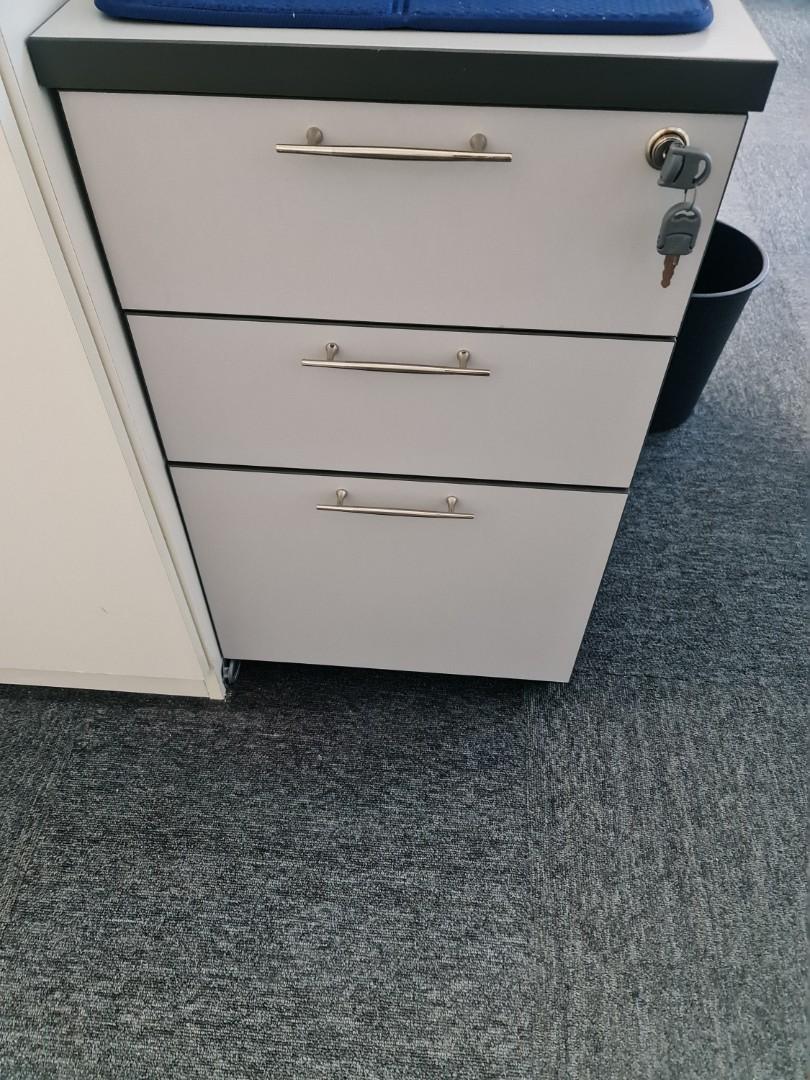 Ofc table and side drawers, Furniture & Home Living, Furniture, Tables ...