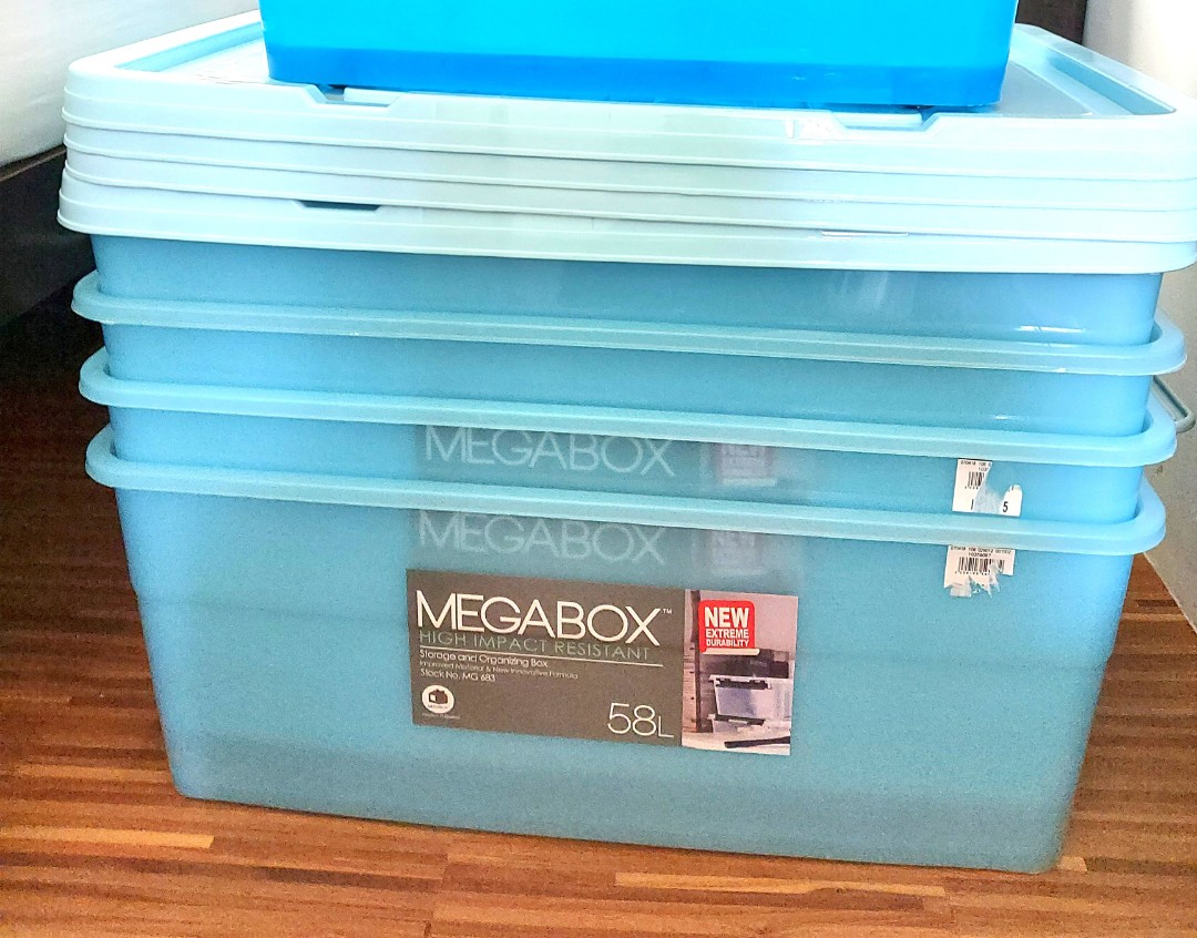 Only 4pcs available! (Megabox 58L storage box), Furniture & Home Living ...