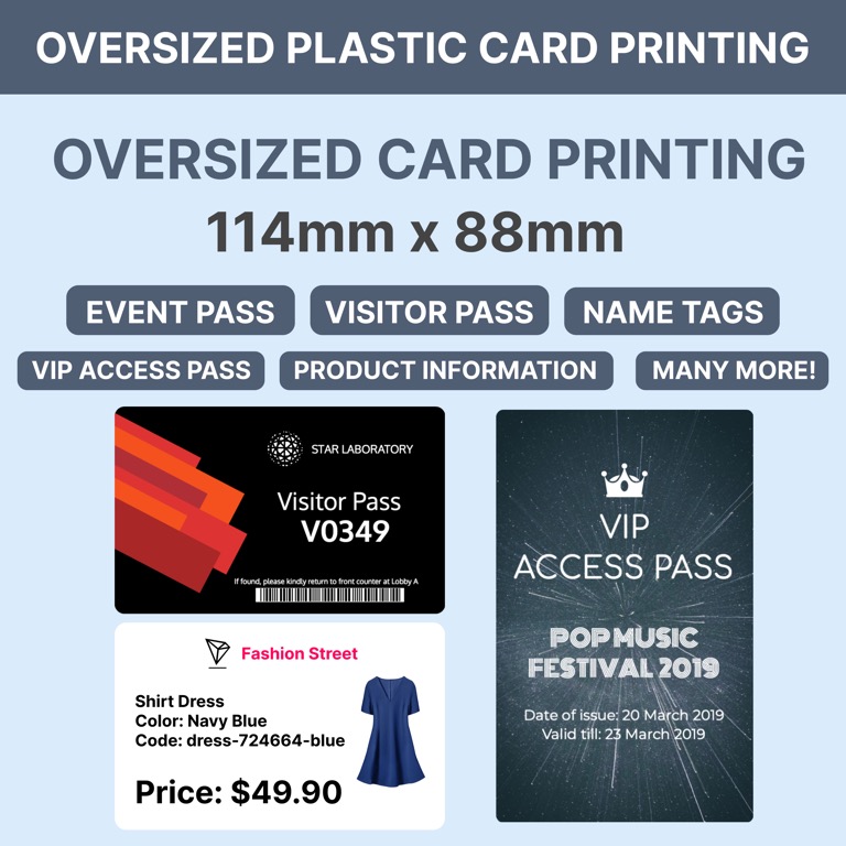 Oversized PVC Plastic Card Printing - 144mm x 88mm, Business Services ...