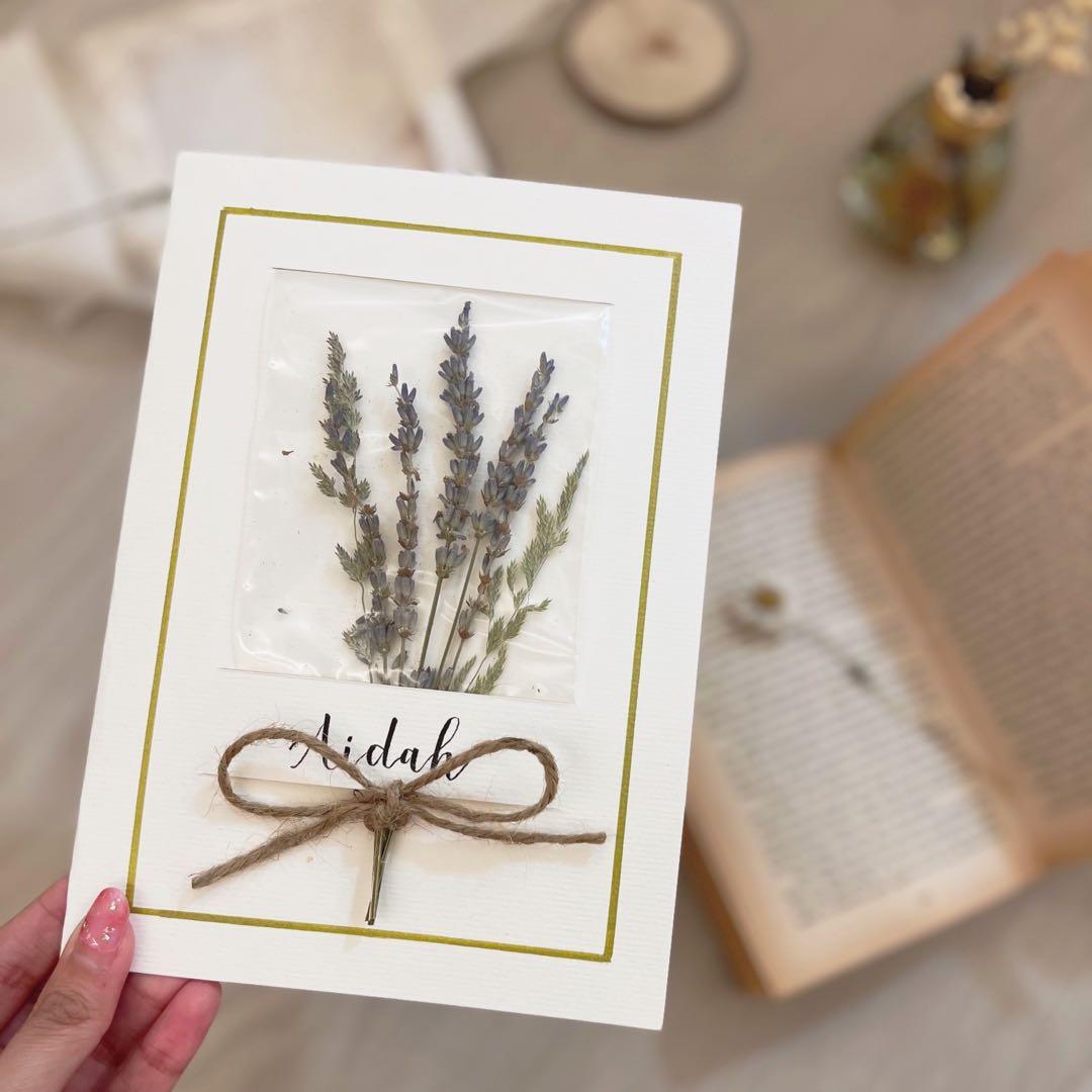 Real Dried Lavender handmade greeting card - happy birthday card ...