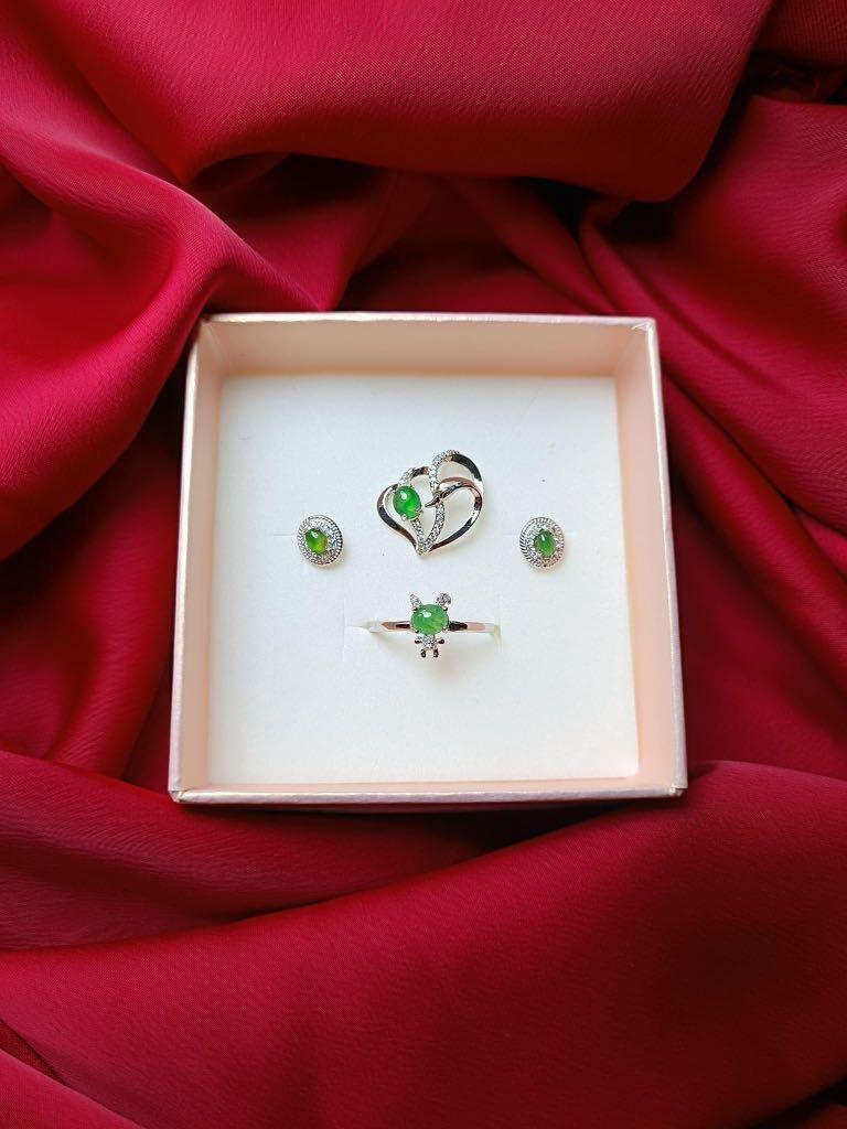S925 Natural Mogok Jade EPR set, Women's Fashion, Jewelry & Organisers ...