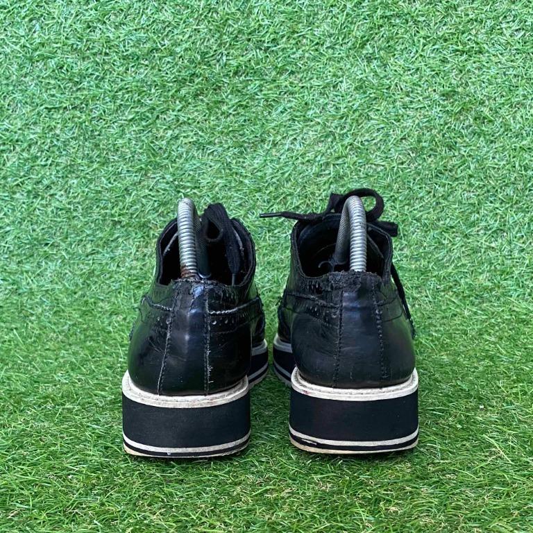 Sepatu Prada Black Leather Wingtip Brogue Platform Derby Second, Fesyen ...