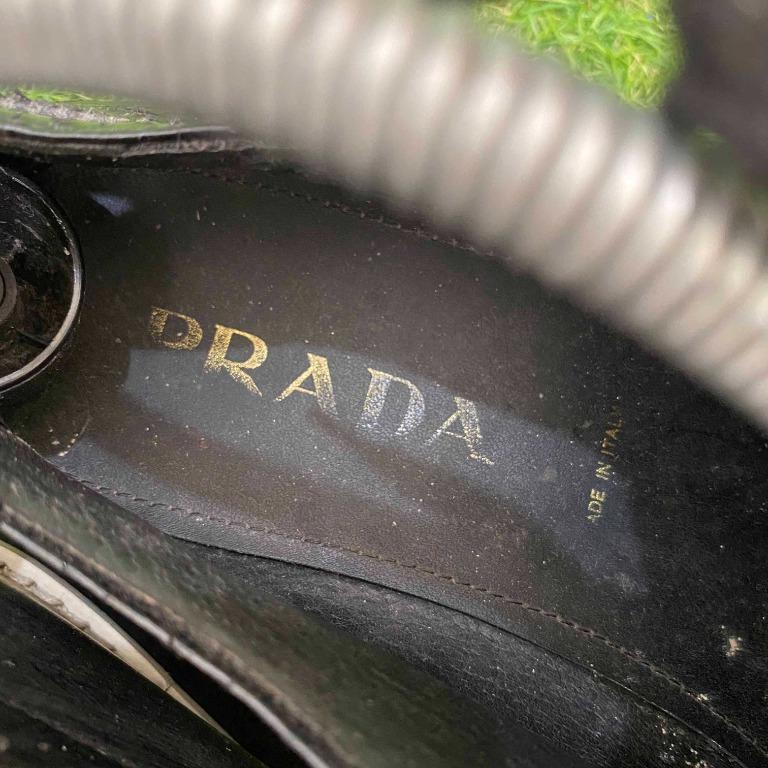 Sepatu Prada Black Leather Wingtip Brogue Platform Derby Second, Fesyen ...