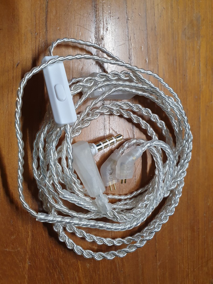 Silver plated KZ type B IEM cable (0.78mm/ 2 pin) with mic, Audio ...