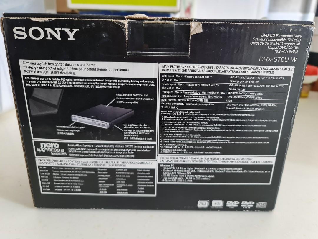 Slim Portable Sony DVD Rewritable Drive in it's Original Box and ...