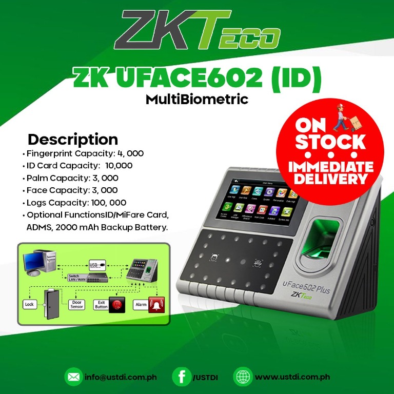 ZKTeco ZK uFace602 (ID), Furniture & Home Living, Security & Locks ...