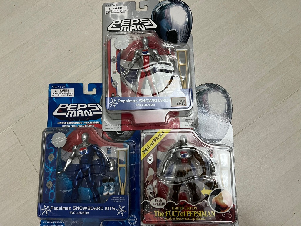 全新日版 絕版 罕有 百事超人Pepsi man action figures 特別版 special edition 一套三隻, 興趣及遊戲 ...