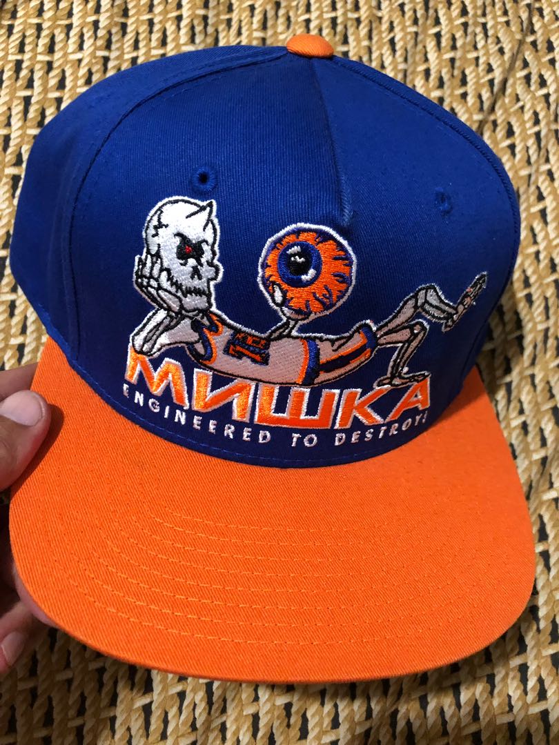 二手 未拆標 古著 starter x Mnwka 骷髏 籃球 血絲 眼球 棒球帽vintage cap, 他的時尚, 休閒運動服飾在旋轉拍賣