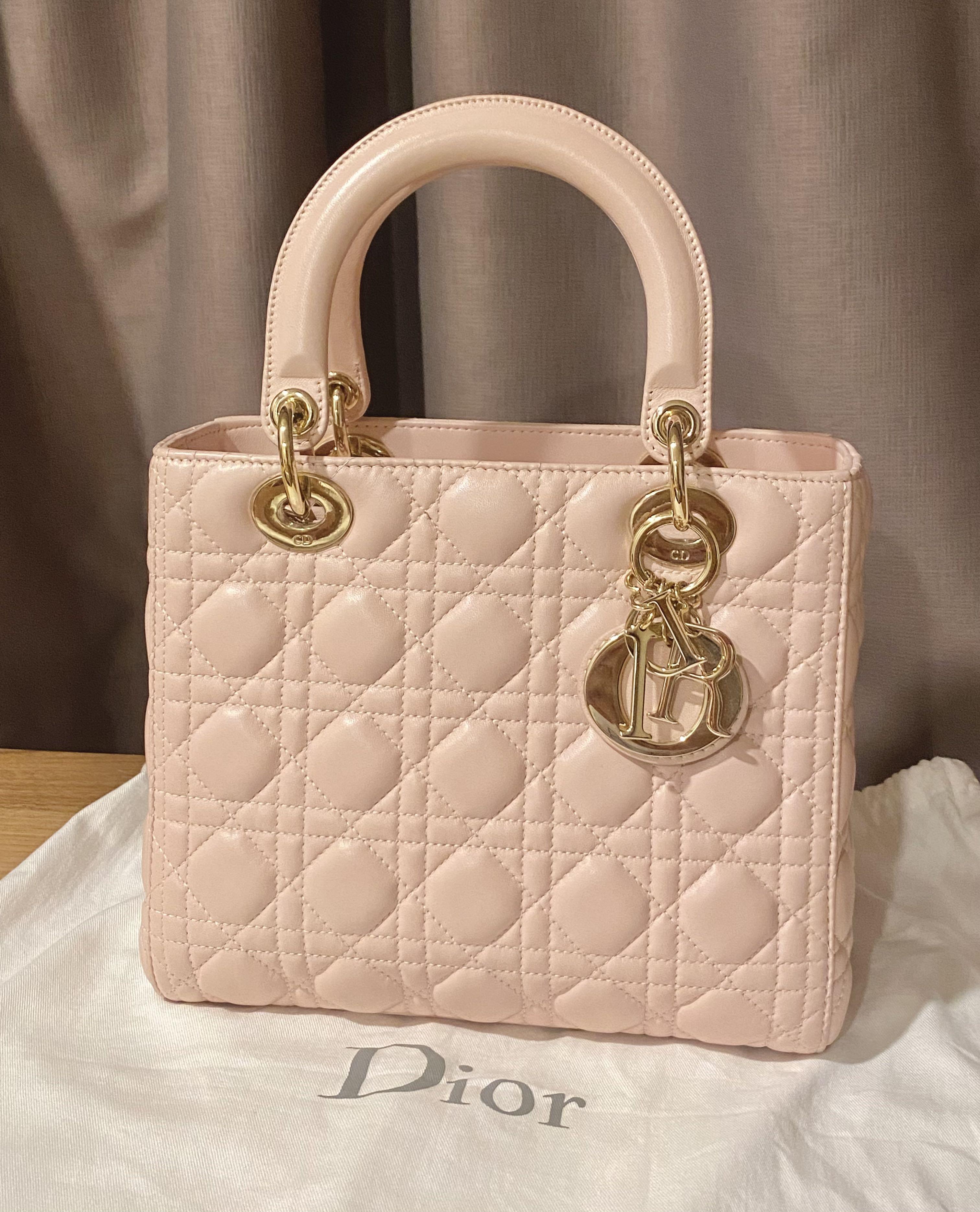 Lady Dior Light Pink Bag Medium , Luxury, Bags & Wallets on Carousell