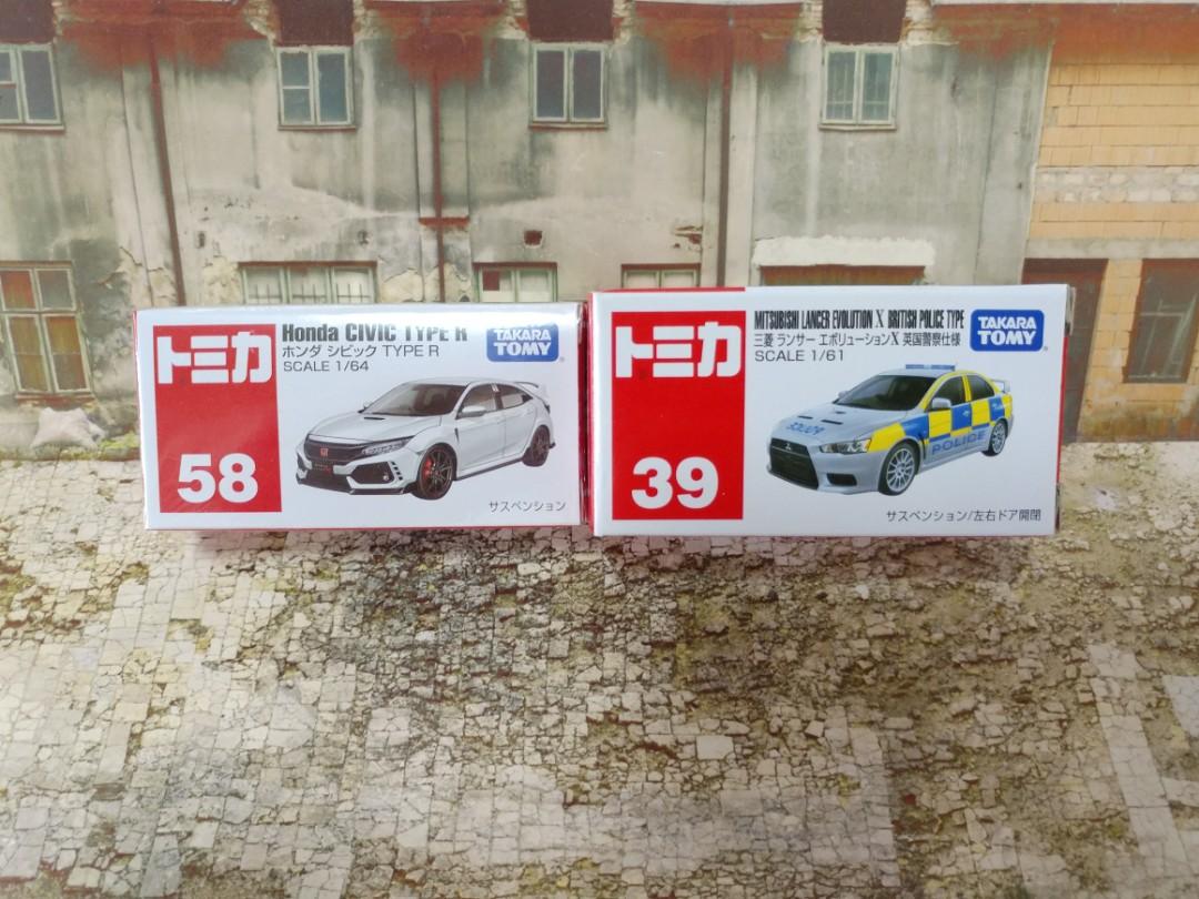 絕版兩架 Tomica Honda Civic Type R, Mitsubishi Lancer Evolution X Evo 10 警車 ...