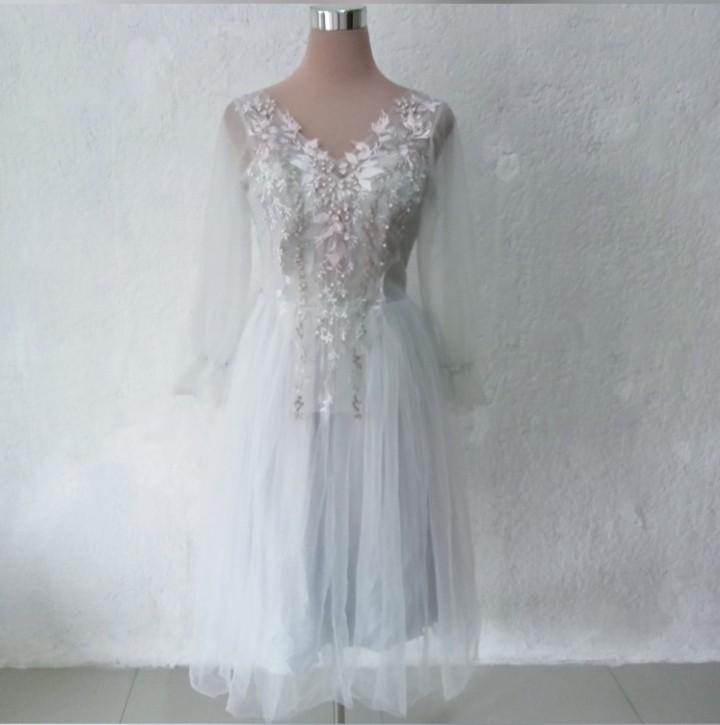 Ash blue grey and pink gown mini gown ash dress ash blue gown grey gown ...