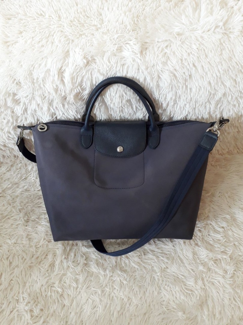 Authentic Dark Blue Longchamp Le Pliage Modelle Despose 2-way Handbag ...