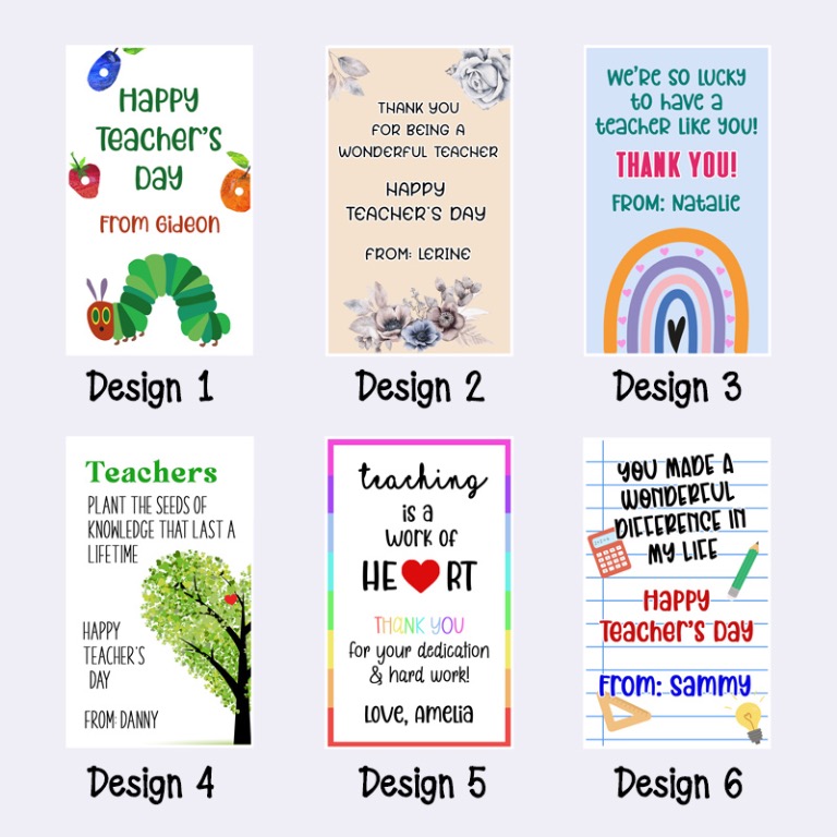 [Bundle of 8] Mini Teacher's Day Card, Custom Teachers Day Gift Card ...
