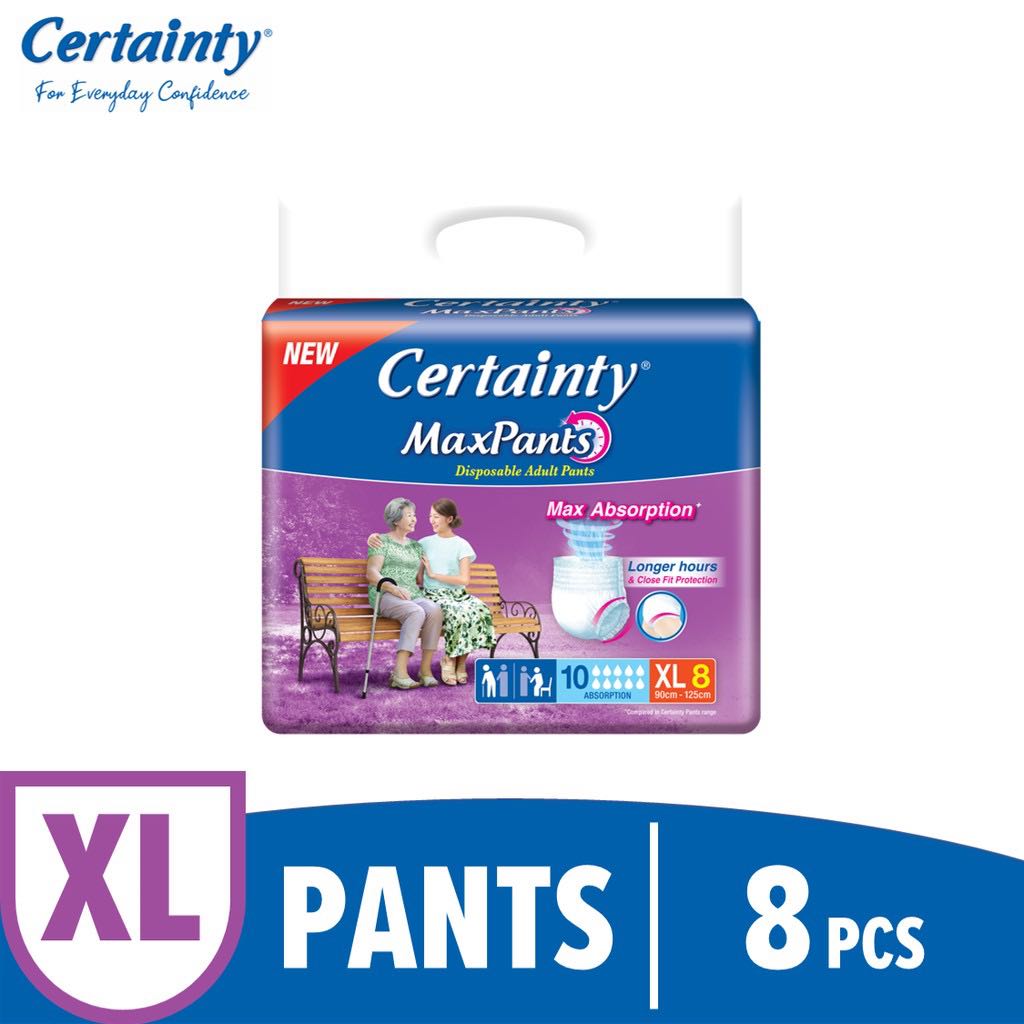 Certainty MaxPants Adult Diaper XL8, Health & Nutrition, Assistive ...