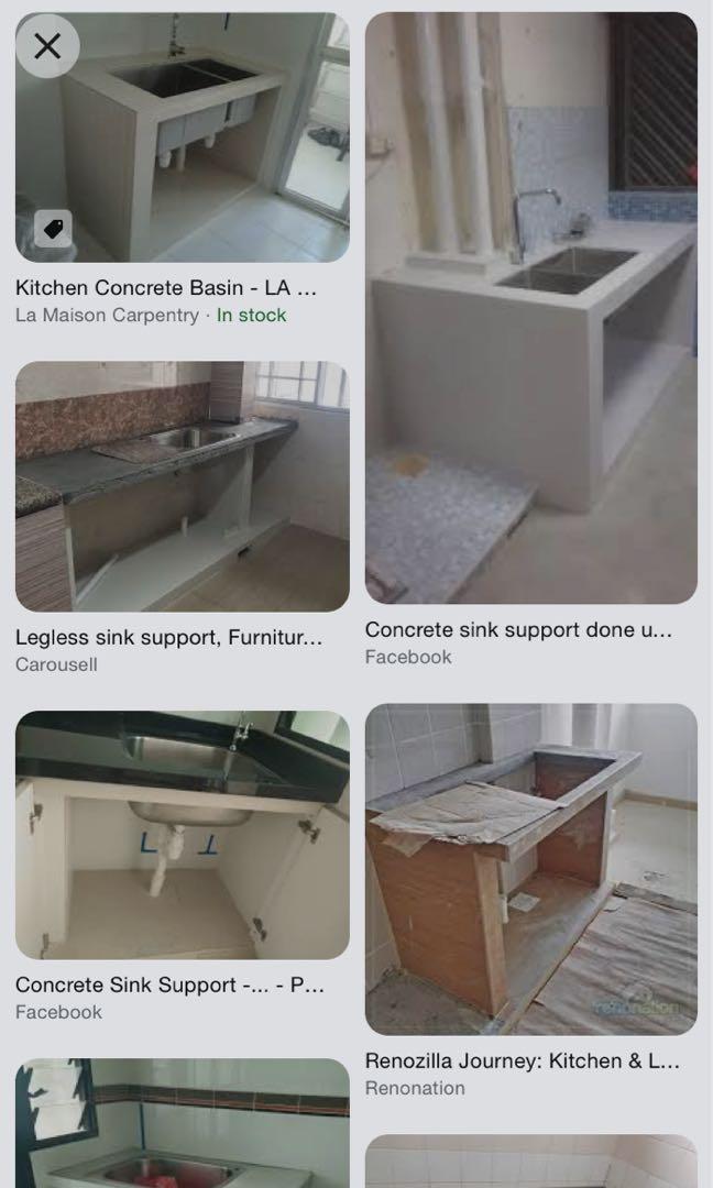 24 Concrete sink support cement kitchen sink with tile, Furniture ...