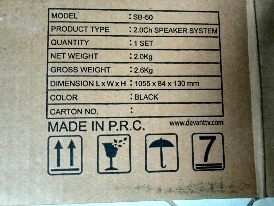 Devant Bluetooth Soundbar SB-50 2.0Ch, Audio, Soundbars, Speakers ...