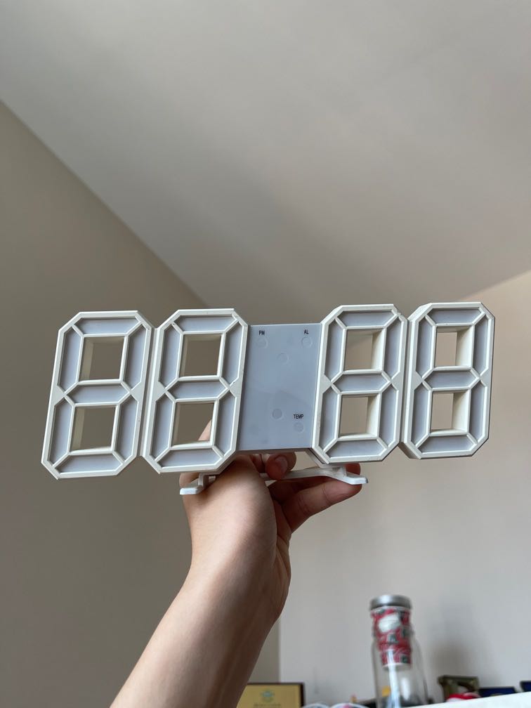 Digital Clock LED study aesthetic trendy Number, Furniture & Home ...