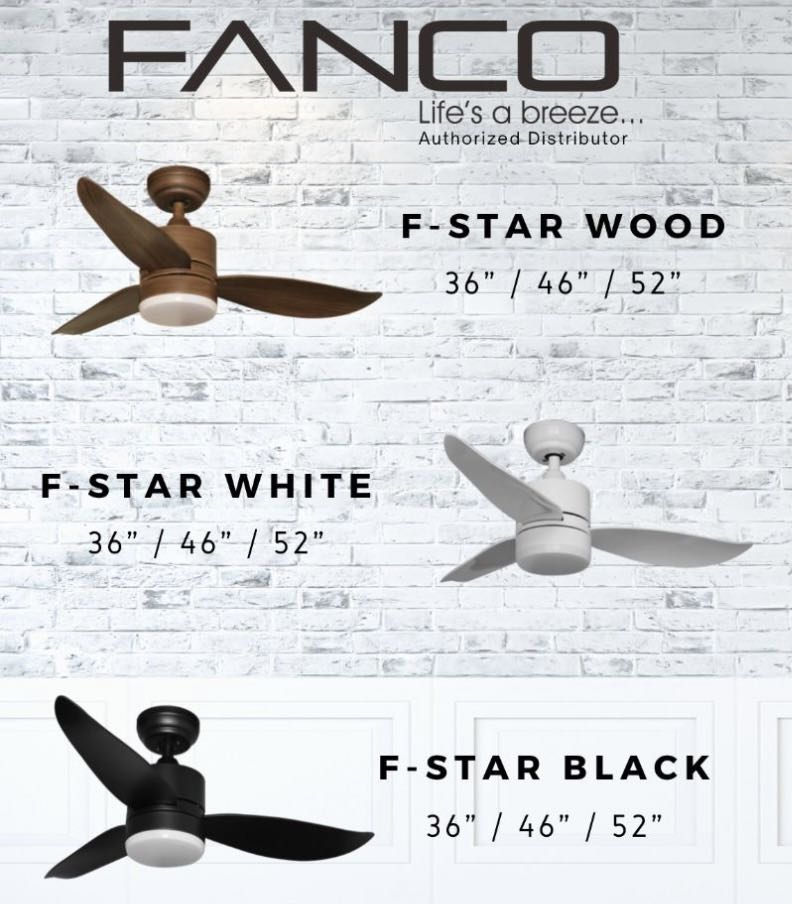 Fanco F Star Ceiling Fan 36"/46"/52", Furniture & Home Living, Lighting ...