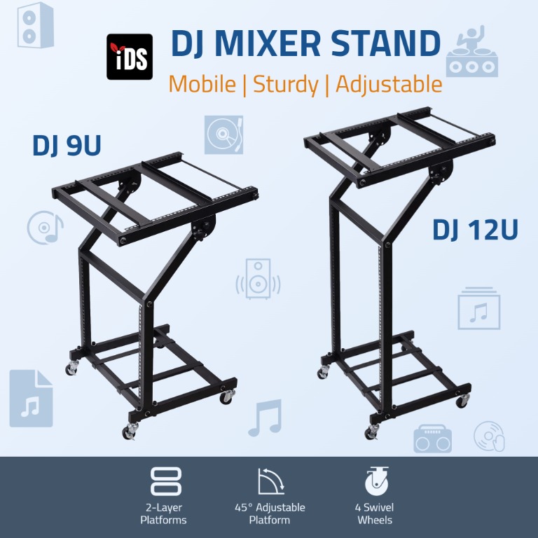 [iDS] Mobile DJ Mixer Stand Adjustable Rack Mount Rolling Stage Cart ...