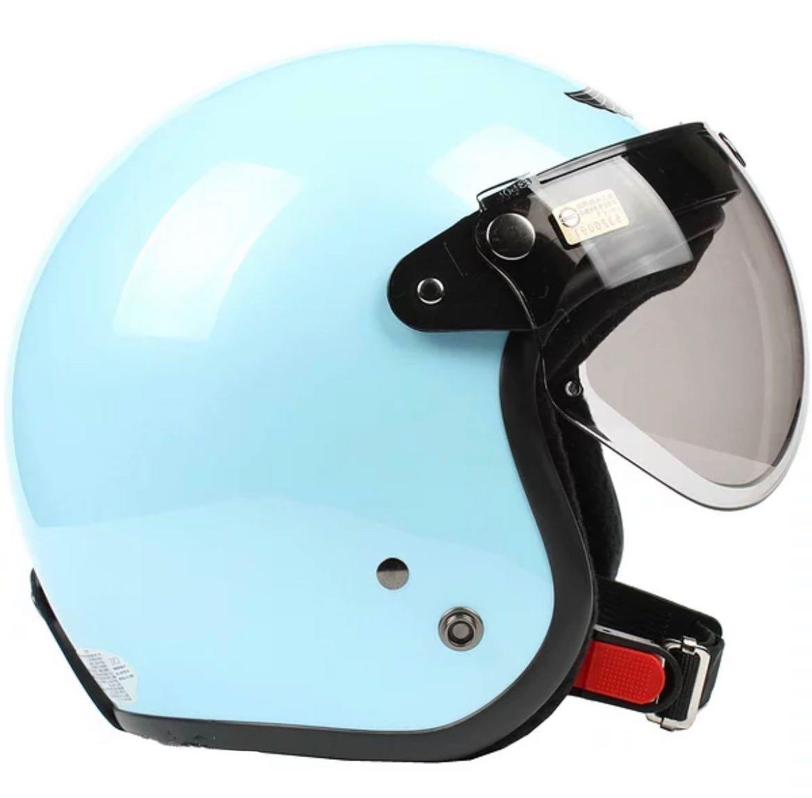 Light Blue Pastel Motorcycle Helmet Three Button Retro Open Face Vespa ...