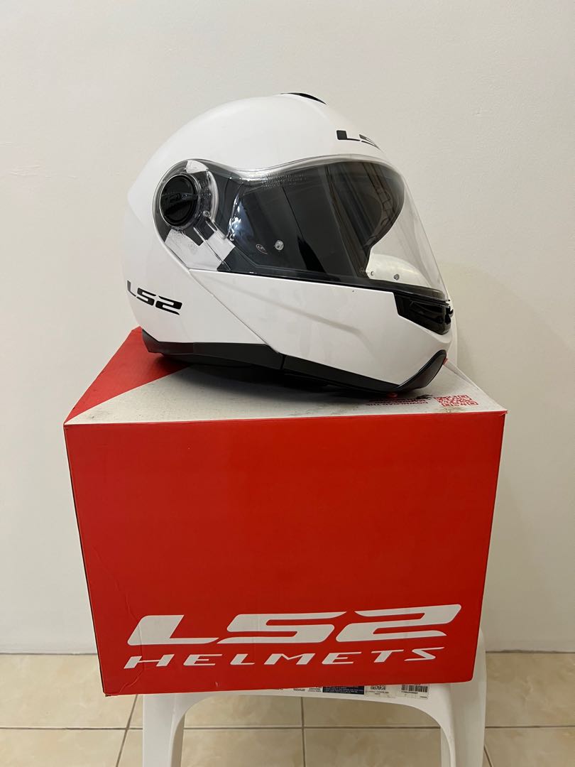 LS2 Strobe Modular Helmet (White / Large), Motorbikes, Motorbike Parts ...