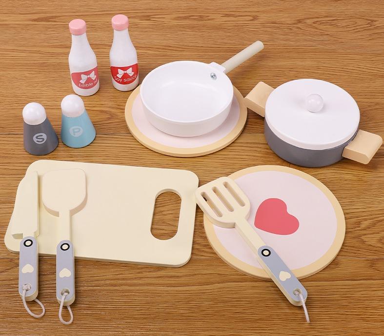 Modern White Japanese Style Wooden Kitchen and Laundry Play Toy Set ...