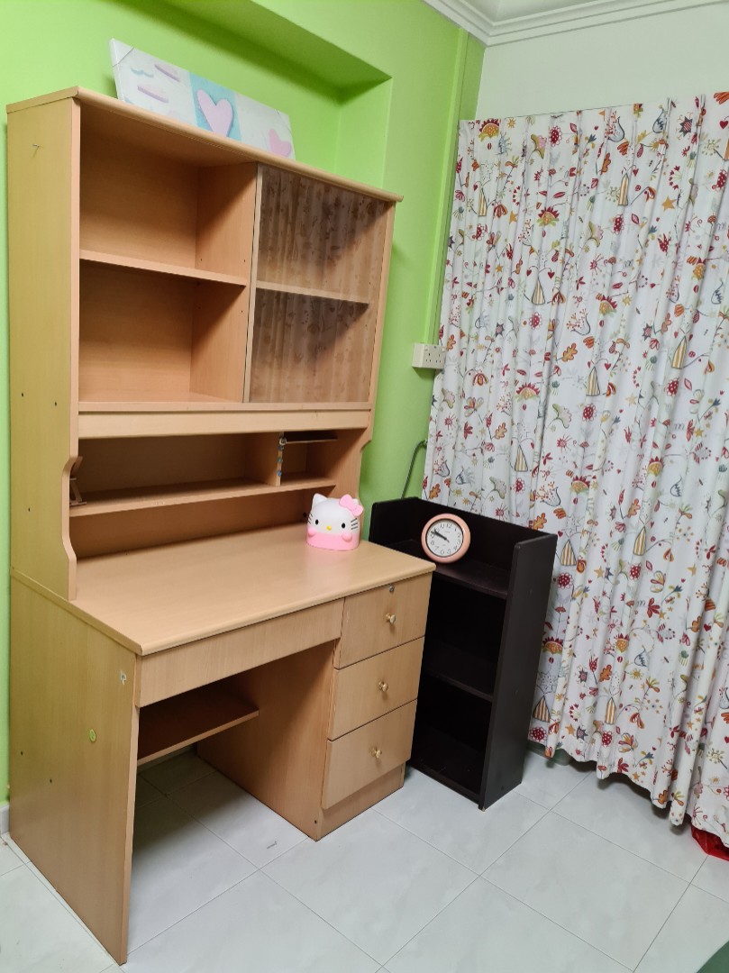 Nice study desk with bookshelves., Furniture & Home Living, Furniture ...