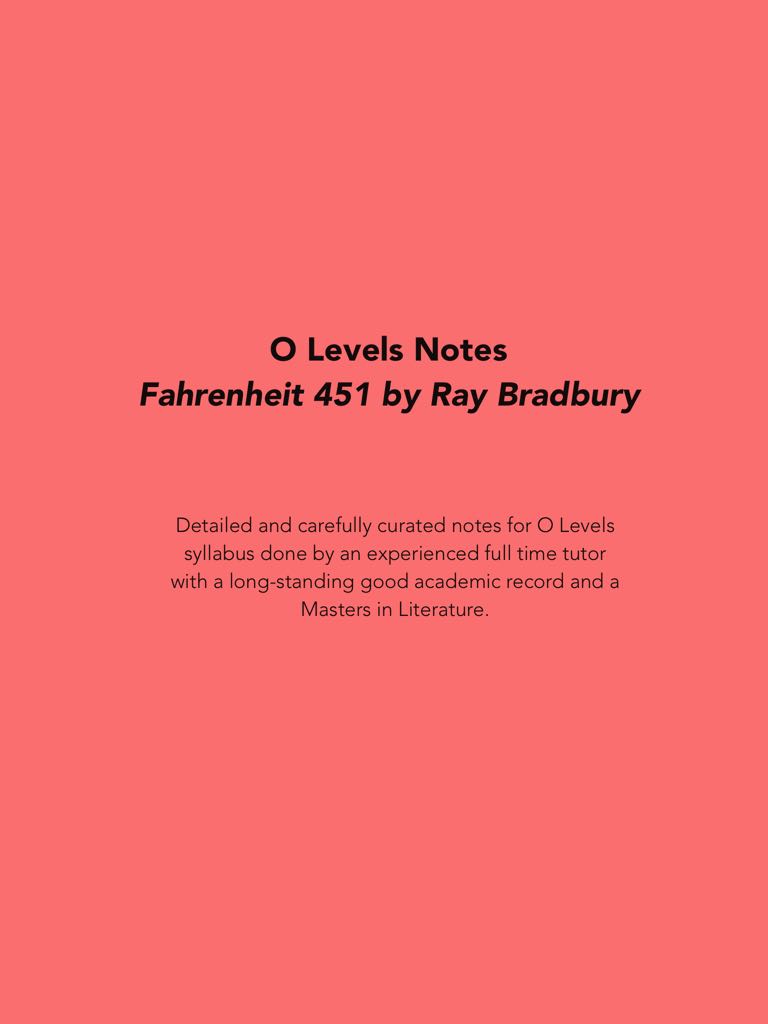 O Levels Lit: Fahrenheit 451 Notes, Hobbies & Toys, Books & Magazines ...