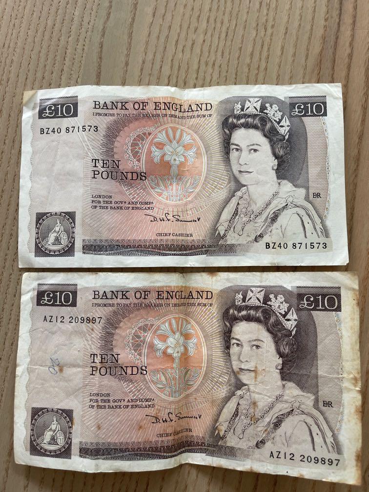 Rare old 10 pound note, 2 pcs, Florence nightingale, British note ...