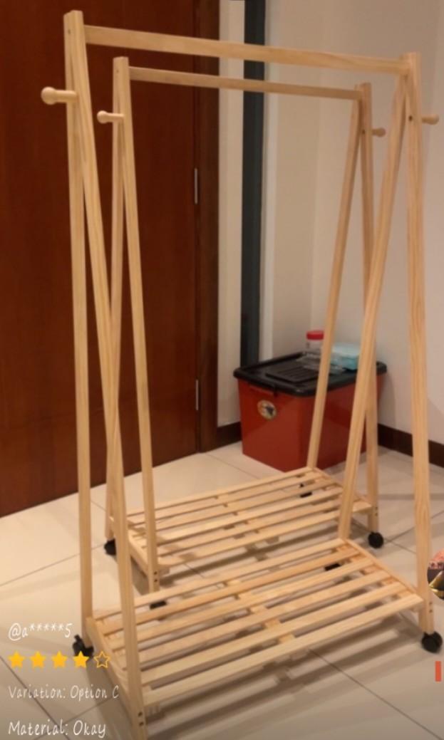 Scandinavian Muji style clothes rack with wheels, Furniture & Home ...