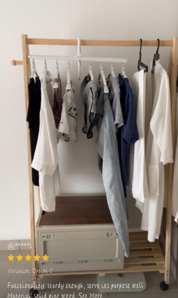 Scandinavian Muji style clothes rack with wheels, Furniture & Home ...