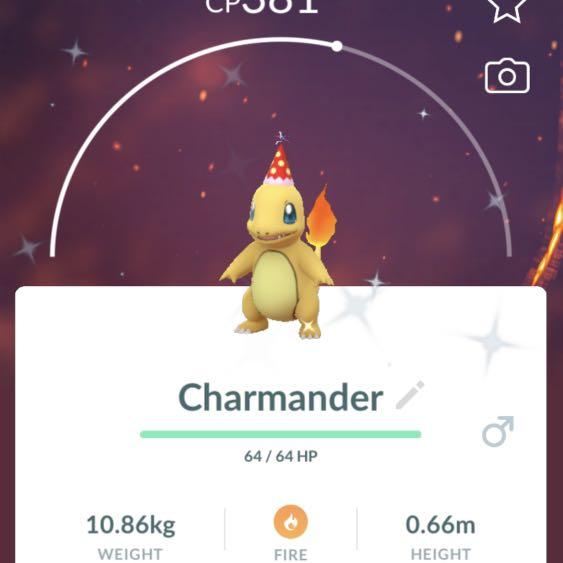 Shiny Party Hat Charmander (Pokemon GO) (iOS/Android), Video Gaming ...