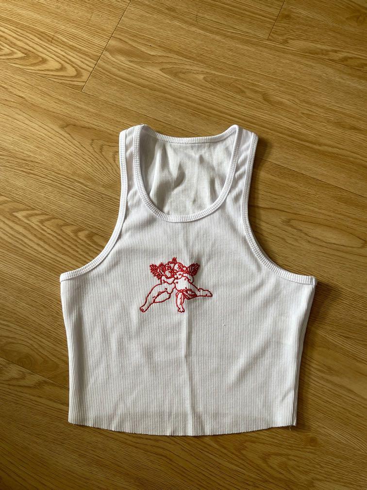 Ulzzang angel crop top, Women's Fashion, Tops, Sleeveless on Carousell