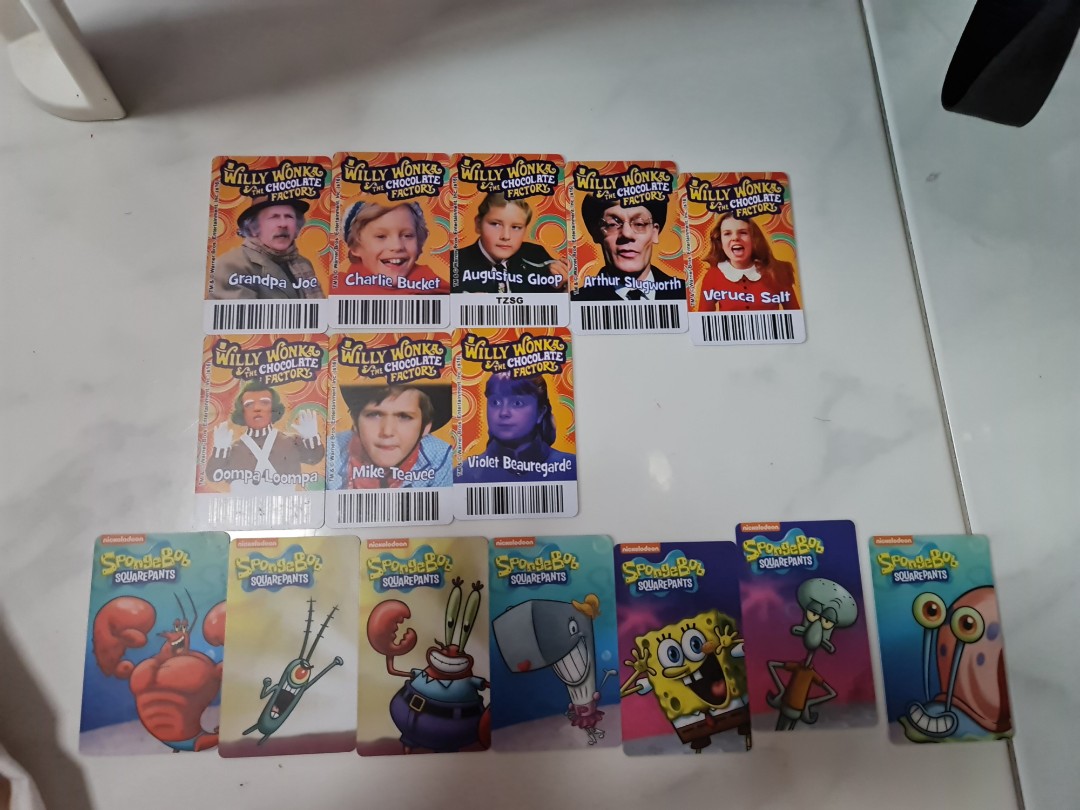 Willy wonka and spongebob timezone cards, Hobbies & Toys, Toys & Games ...