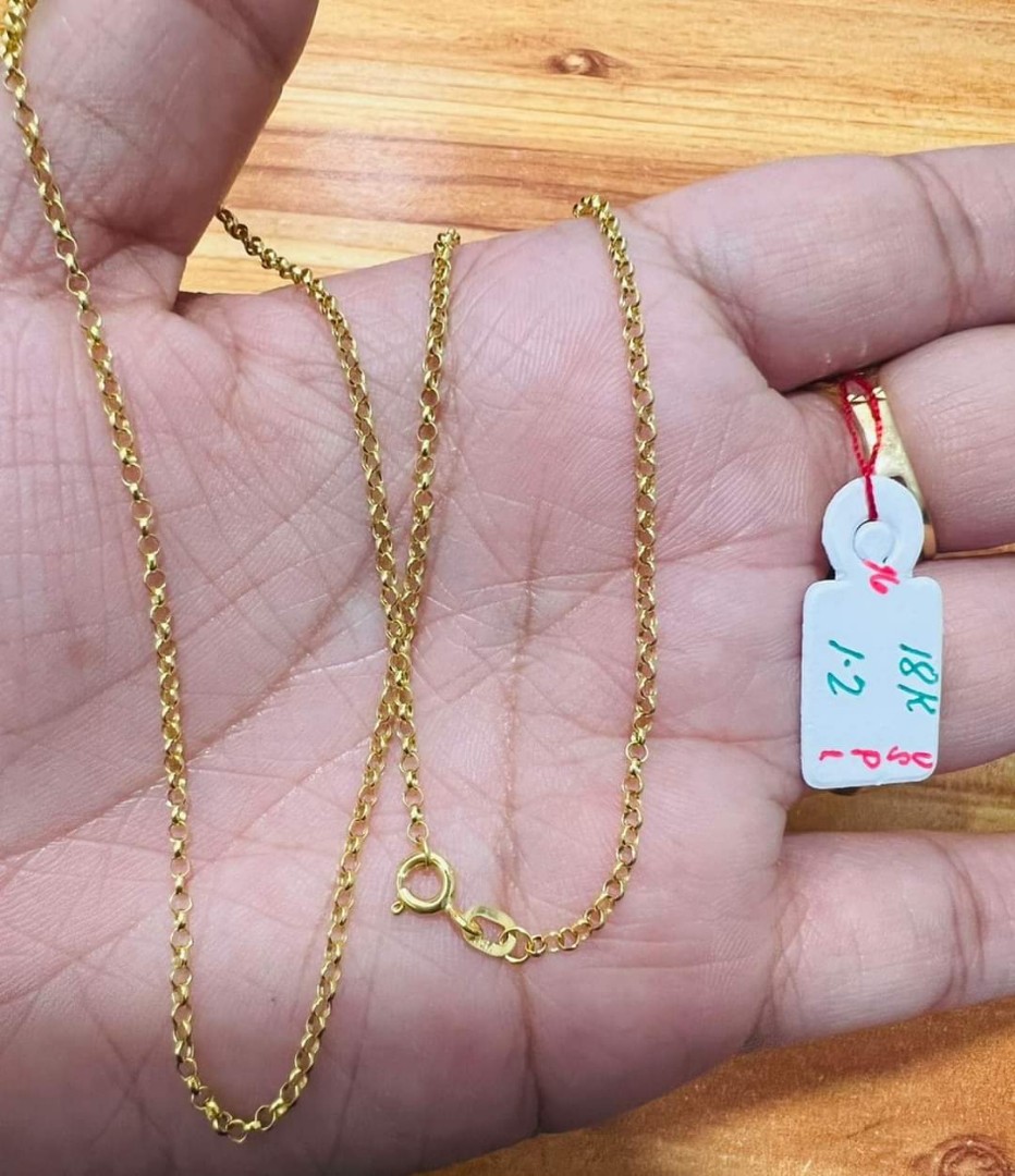 18K Saudi Gold Tauco Chain 16 inches, Women's Fashion, Jewelry ...