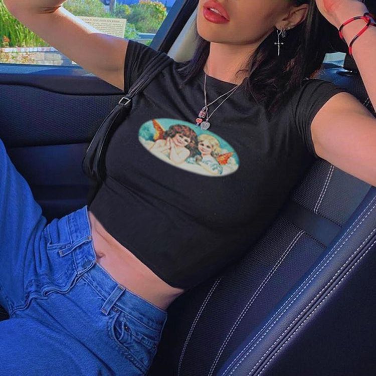 Angel Crop Top, Women's Fashion, Tops, Shirts on Carousell