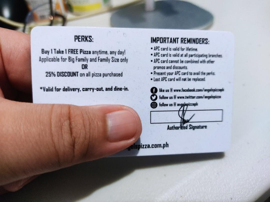 Angels Pizza Card, Food & Drinks, Other Food & Drinks on Carousell