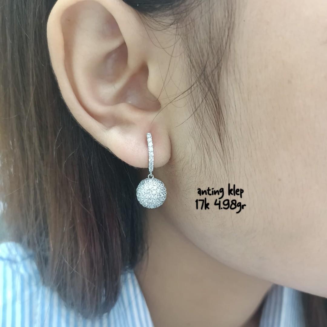 Anting emas putih 75% chat harga tanya model yang mana dulu, Fesyen ...
