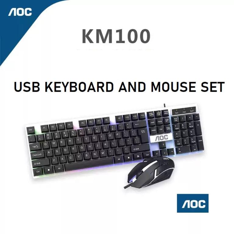 AOC KM100 USB KEYBOARD AND MOUSE SET, Computers & Tech, Parts ...