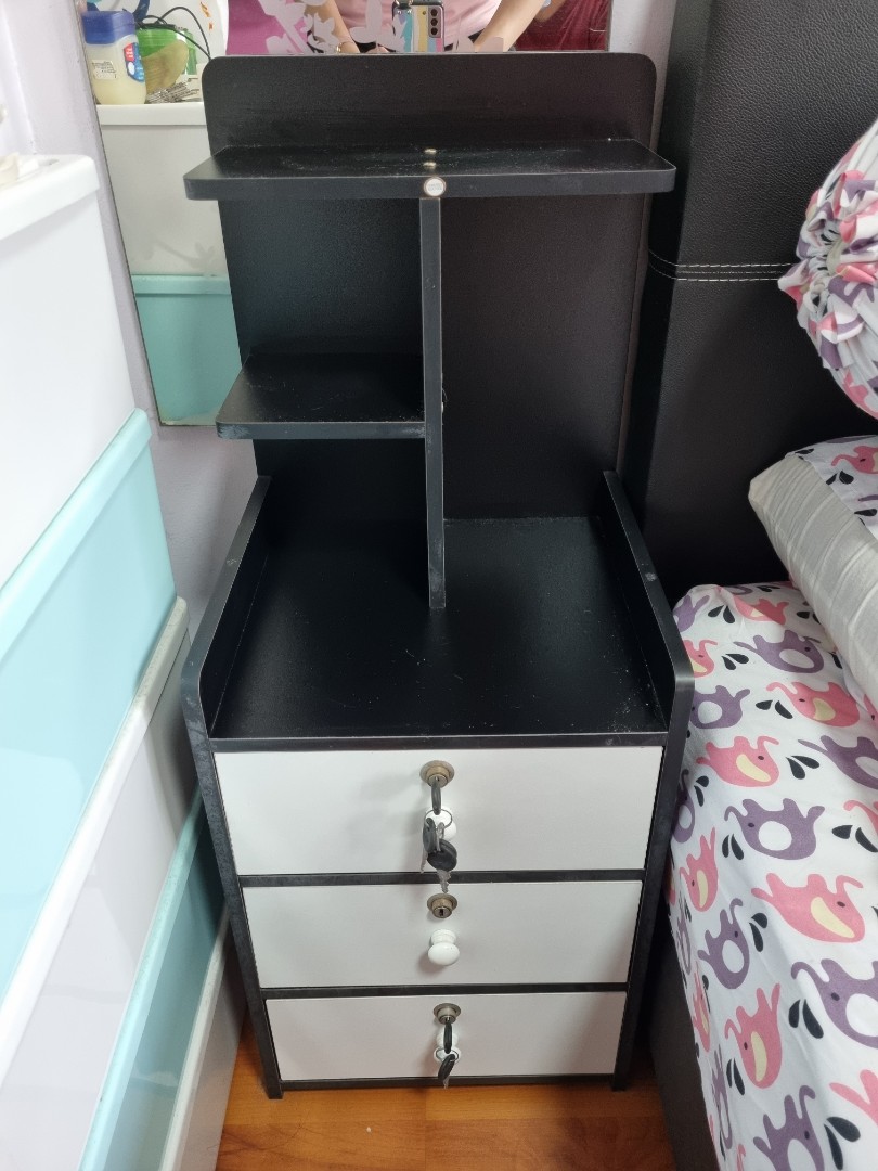 Bed Side Table With Locks, Furniture & Home Living, Furniture, Other ...